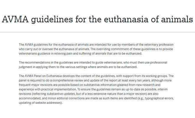Guía AVMA para la Eutanasia de Animales: Edición 2020